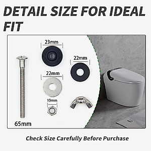 2PCS Universal Toilet Tank to Bowl Bolts Kit - Heavy Duty Toilet Bolts - Waterproof Stainless and Rubber Washers Gaskets - Extra Long Nut Screw - Fastening Set for Toilet Mounting and Repair.