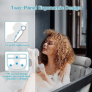 OMYSTYLE Bath Pillows for Tub, Bathtub Pillows with Soft 5D Air Mesh & 5 Large Suction Cups, Quick Dry Spa Bath Pillow for Neck, Head, Shoulder and Back Support - Soft, Non-Slip, Extra Thick | Gray