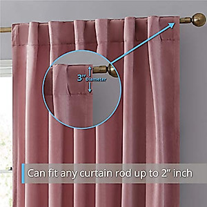 HLC.ME Lopez Velvet Premium Soft Light Filtering Back Tab Rod Pocket Window Treatment Curtain Drapery Panels for Bedroom & Living Room - Set of 2 Panels (54 x 84 inches Long, Blush Pink)