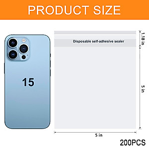 Djpoaug 200 Pcs Clear Cellophane Bags Transparent Plastic Bags Self Sealing Self Adhesive Cookie Bags for Small Candy Treats Packaging Poly Bags - 5x5 Inch