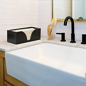 Countertop Multifold Paper Towel Dispenser - Black Bamboo Wood Folded Paper Towel Holder - For Single Fold, Trifold, C Fold & Z Fold Hand Napkins Folded Size 9.7" x 3.7" Or Smaller