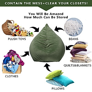 decalsweet Dinosaurs Bean Bag Chair Stuffed Animal Toy Storage Bag for Kids, Large Size Extra Soft Girls Boys Storage Organizer with Zipper, Beanbag Chairs for Home, 31×30×25 Inch (Cover Only)