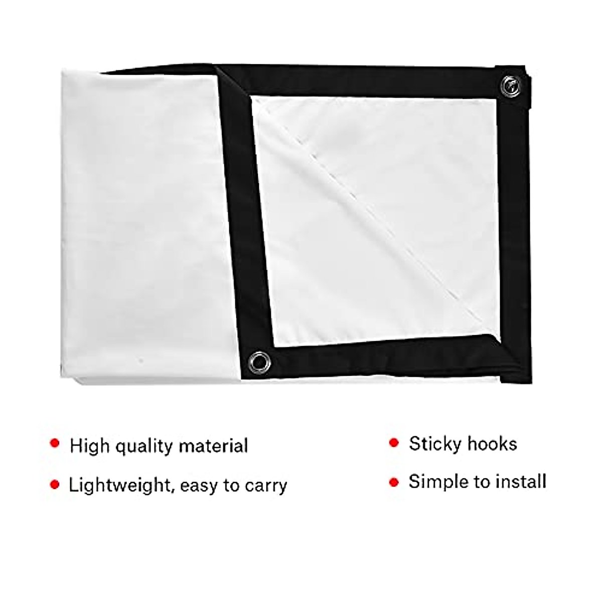 Eboxer 72inch HD Anti Crease Portable Projection Screen,Foldable Non Crease White Projector Curtain Projection Screen,for Wall/Bound onto a Frame,Support Double Sided Projection for Home/Open air
