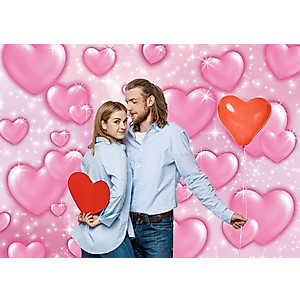 Pink Heart Backdrop Early 2000s Valentines Day Pink Love Glitter Romantic Photography Background Girl Baby Shower Birthday Party Decorations 7x5FT