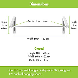 Arrow The Original QuikCLOSET Model AH3X12/M White - Folding Collapsible Wall Mounted Clothes Storage/Drying Rack