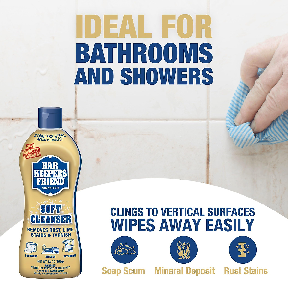 Bar Keepers Friend Soft Cleanser Premixed Formula | 13 oz. container + 25.4 oz. spray bottle| (2-Pack)