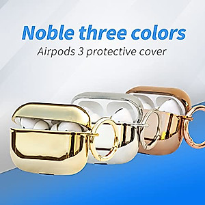 AirPods Pro Case Cover with Keychain， Mirror Plating Silicone Skin Accessories for Women Men with Apple 2019 Latest AirPods Pro Case (Gold)