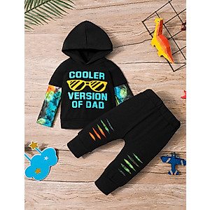 AGAPENG Toddler Boy Sweatsuit Hoodie Long Sleeve Letter Print Sweatshirt Ripped Pants Fall Winter Outfits Clothes Set Baby Boy Clothes 18-24 months Baby Boy Winter Clothes 24 Month Boy Clothes