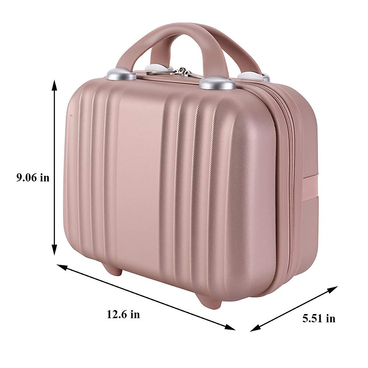 Exttlliy Mini Hard Shell Hard Travel Luggage Cosmetic Case, Small Portable Carrying Case Suitcase for Makeup (Rose Gold)