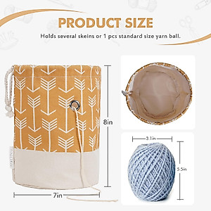 TOGETRUE Yarn Bag, Small Knitting Crochet Bag, Portable Yarn Storage Bags Organizer for Crocheting Project, Store Skein Ball, Short Knitting Needle (Yellow)