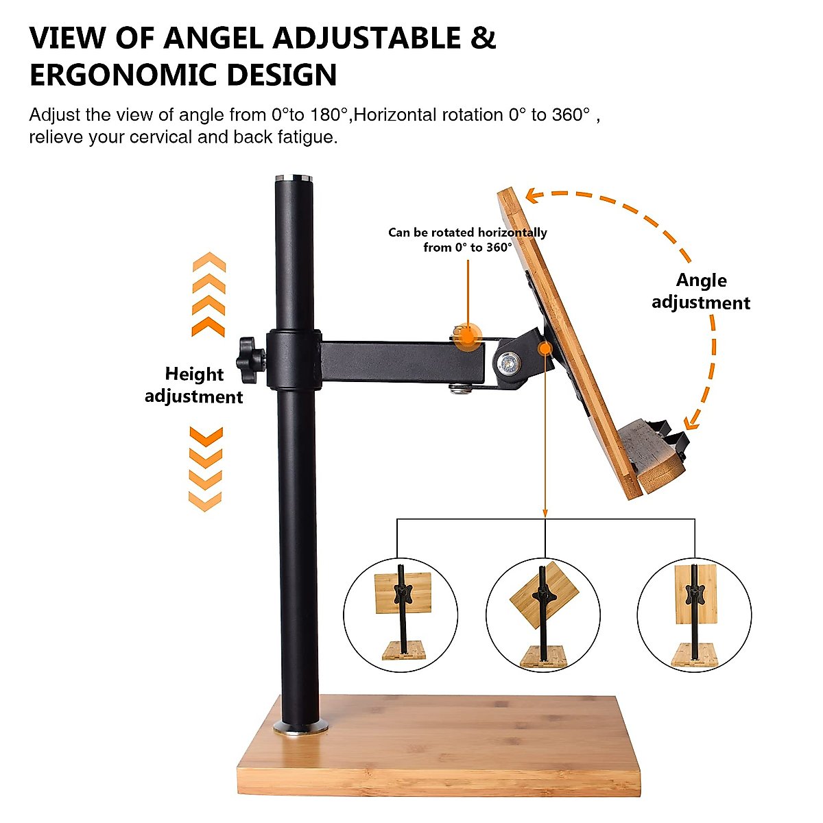 wishacc Book Stand Height Adjustable - Upright Bamboo Book Stand & Holder for Reading Hands Free, Desktop Adjustable Reading Height and Angle Book Rest with Page Clips (11.0 x 8.1 inches)
