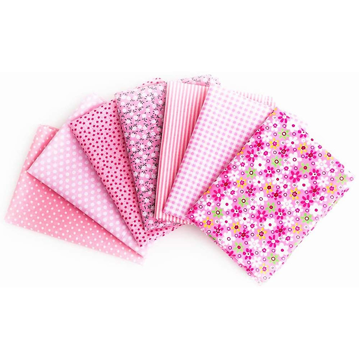 7Pcs Assorted Fat Quarter Bundle Quilt Quilting Cotton Fabric Sewing DIY Set ()