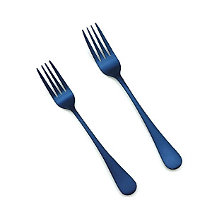 JASHII Modern Royal 20 Pcs Blue 18/10 Stainless Steel Utensils Cutlery Dinnerware Set w/ 4 Pcs Straw, Knife Fork and Spoon Flatware Set for Wedding Festival Christmas Party Service for 4
