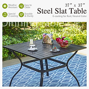 Sophia & William Outdoor Dining Set Patio Dining Set for 4 Outdoor Table and Chairs 5 Pieces with Swivel Patio Chairs 37"x 37" Metal Table for Garden Pool All Weather Blue