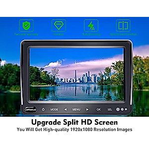 LeeKooLuu Wireless Backup Camera for RV HD 1080P 7 Inch Touch Button Monitor High-Speed Rear View System Compatible RVs Trailers Trucks 5th Wheel DIY Grid Lines F06