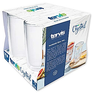Tervis Made in USA Double Walled Crystal Clear Tabletop Insulated Tumbler Cup Keeps Drinks Cold & Hot, 16oz - 4pk, Clear