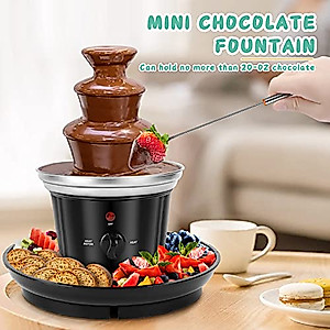 BTToyy 20-OZ Chocolate Fountain,3-Tier Electric Melting Machine with 6Pcs Forks and Removable Serving Tray,Mini Hot Chocolate Fondue Pot Fountain Party Fondue for for Nacho Cheese, BBQ Sauce,Ranch,Liqueurs