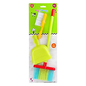 PlayGo My Cleaning Tools Set 3Pcs Housekeeping Broom Mini Brush & Mini Shovel Dustpan Children | Toy Cleaning Supplies That Work! Montessori Housekeeping Tools That Fit Into Kid's Hands (3117)