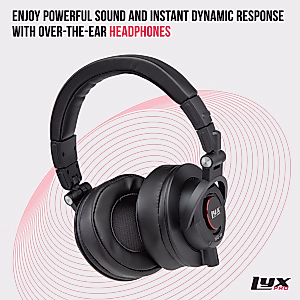 LyxPro HAS-30 Closed Back Over-Ear Professional Recording Headphones for Studio Monitoring, DJ and Home Entertainment,Black