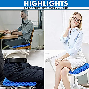 Extra Large Gel Seat Cushion, Tailbone Pillow Seat Cushion Thick Big Breathable Honeycomb Design Absorbs Pressure Cooling Seat Cushion with Non-Slip Cover for Office Chair Wheelchair Car Gel Cushion