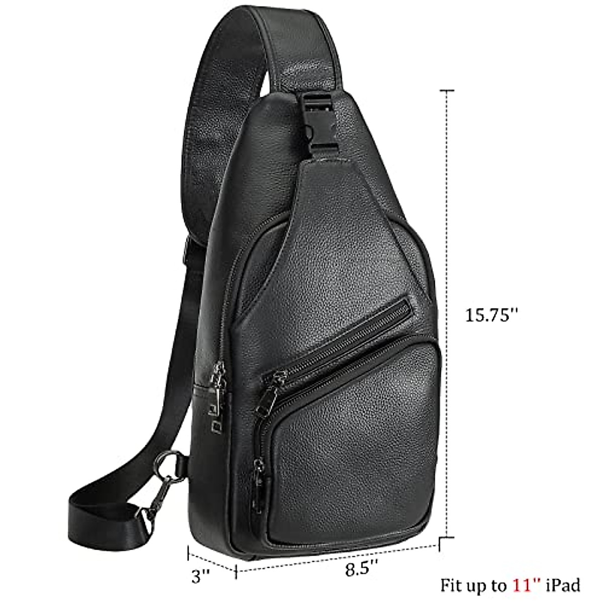 Polare Cowhide Leather Sling Chest Shoulder Bag Waterproof Crossbody Casual Daypack