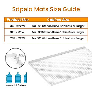Sdpeia Under Sink Mat, 34" x 22" Flexible Silicone Under Sink Liner with Drain Hole,Protector for Drips Leaks Spills,Kitchen Bathroom Pet Cabinet Mat (White)