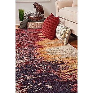 Unique Loom Estrella Collection Abstract, Rustic, Modern, Gradient, Distressed Area Rug, 5' 1" x 8' 0", Pink/Navy Blue