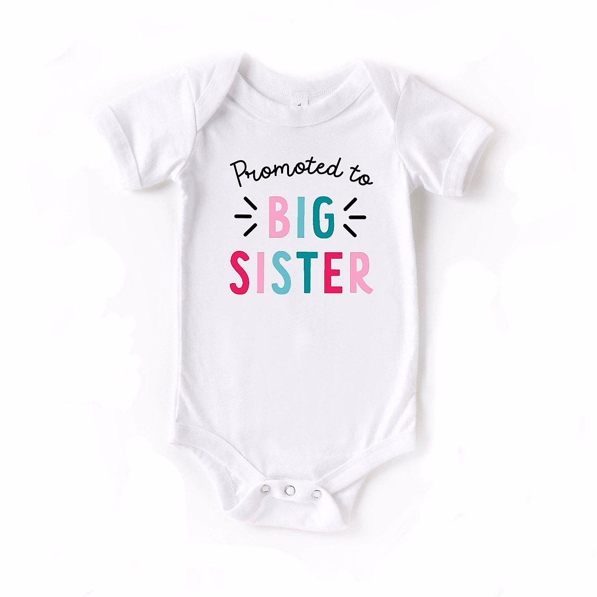 Little Spunkies Promoted to Big Sister Pregnancy Announcement Cute Baby Girl Short Sleeve Bodysuit White