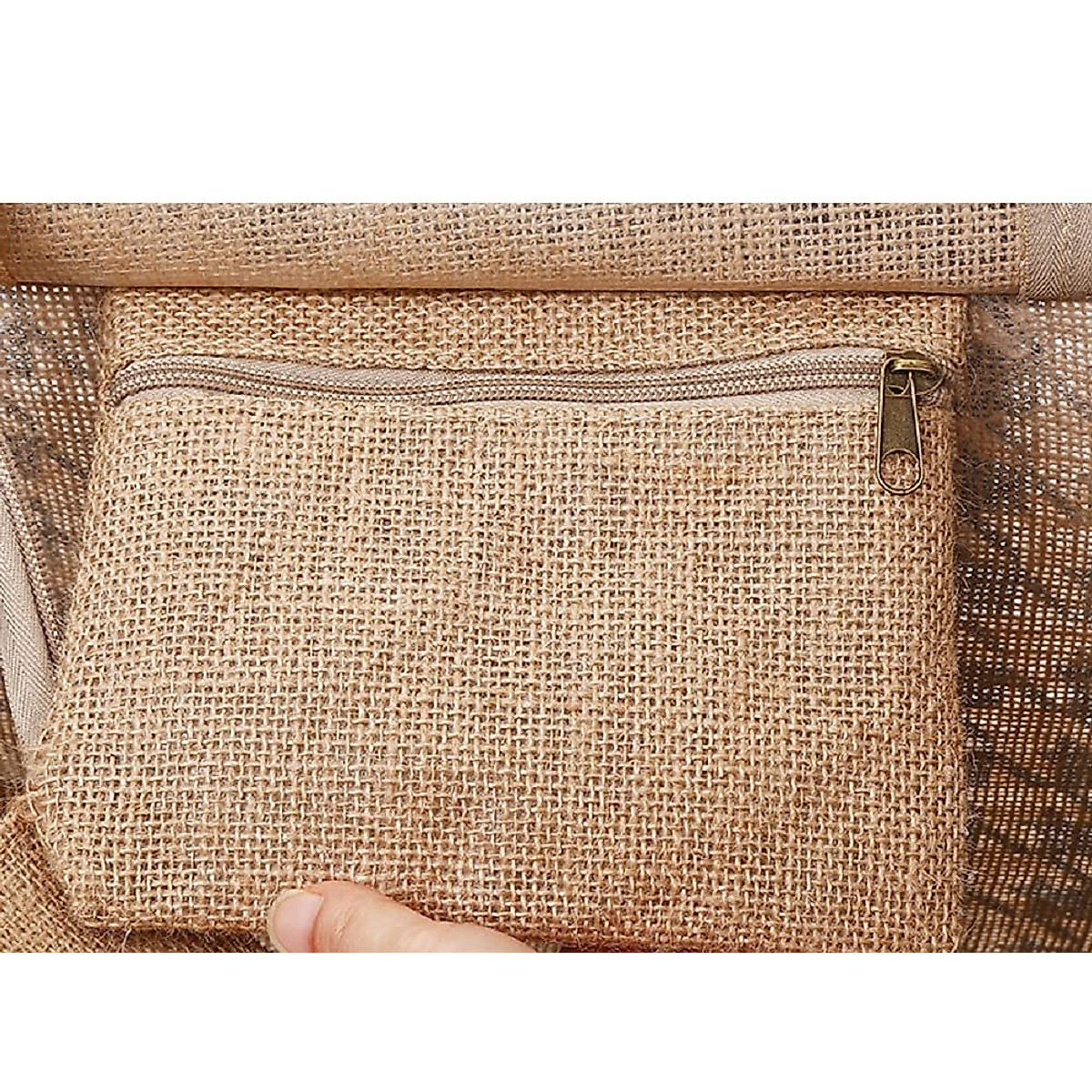 DINYAO Women Summer Beach Shoulder Bags Large Capacity Jute Shopping Tote 16.5x13x7 (Zebra)