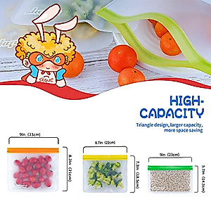 12 Pack Flat Ziplock Reusable Sandwich Snack Bags for Kids - 0.6mm EX-Thick BPA PHT PVC HM LaTeX Free, Odorless, PreClean, Leakproof (4 Gallon 4 Snack 4 Sandwich Bags) Silicone Food Storage Bags