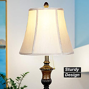 Brightech Sophia LED Floor Lamp, Tall Lamp with Bell Shape Fabric Shade, Mid Century Modern Lamp for Bedroom, Mid-Century Lamp for Living Rooms & Offices, Great Living Room Decor - Bronze