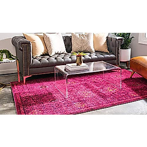 Rugs.com Fleur Collection Rug – 4' x 6' Red Medium-Pile Rug Perfect for Entryways, Kitchens, Breakfast Nooks, Accent Pieces