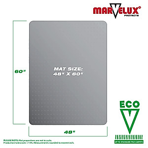 Marvelux Enhanced Polymer Eco-Friendly Office Chair Mat for Low and Standard Pile Carpeted Floors 48" x 60" | Rectangular Carpet Protector, Transparent | Multiple Sizes