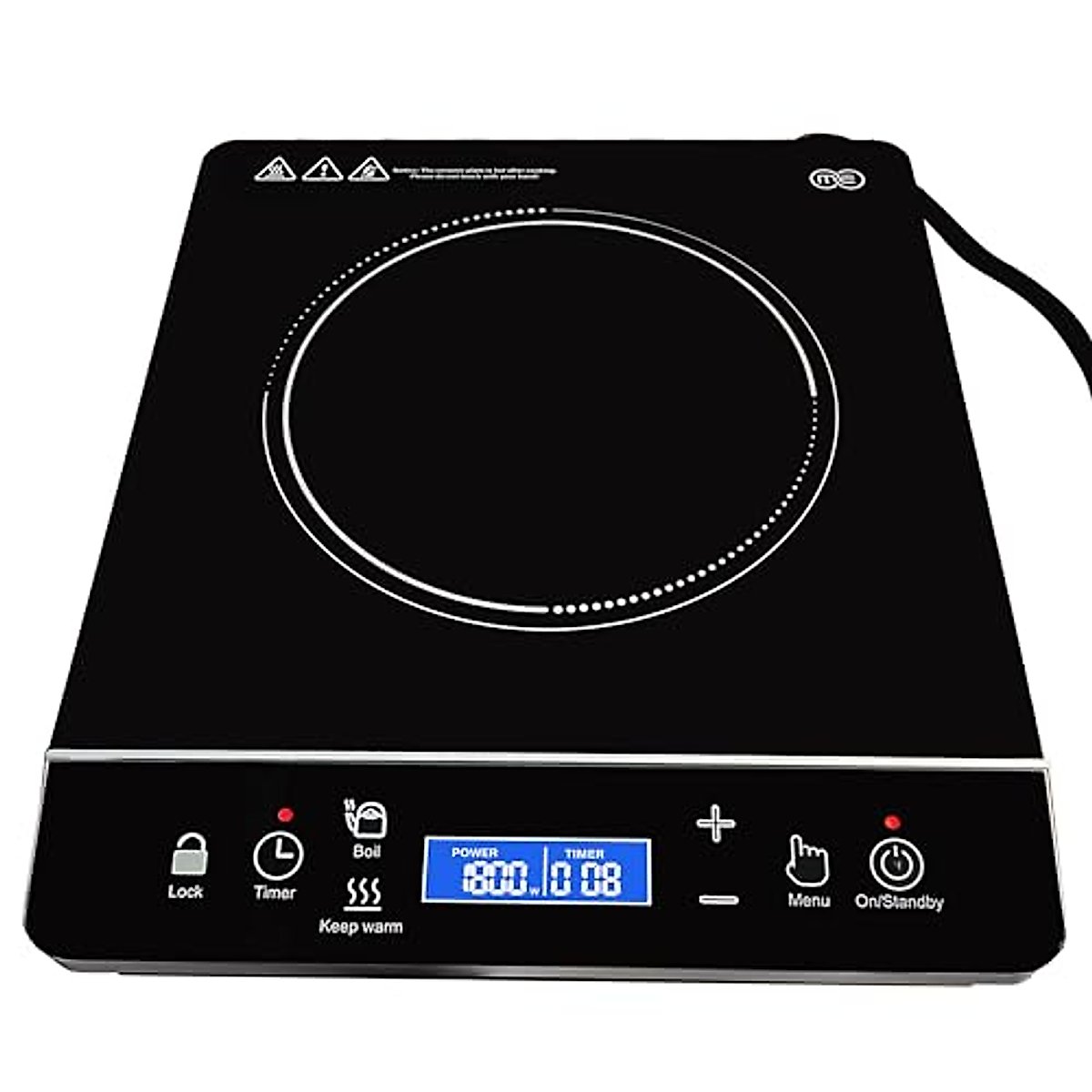 OMEO Portable Induction Cooktop Hot Plate Countertop Burner 1800 Watts Induction Burner with LCD Sensor Touch, LED Display, 10 Temperature Levels, Child Safety Lock, Auto Shutoff Function