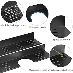 MYITYARD Over The Sink Shelf for Bathroom Kitchen, 2 Pack Wall Mount Anti-Rust Space Aluminum Floating Shelves, Sink Storage Organizer Holder Over The Faucet (15.7" L × 3.9" W, Black)