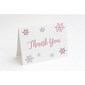 The Invite Lady Thank You Snow Much Cards Snowflake Baby Shower Notes Winter Wonderland Girls With Envelopes (24 count)