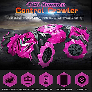 NQD Gesture Sensing Remote Control Car for Boys 1:14 Scale Transform RC Stunt Car 25Km/h Double Sided Rotate 360° Flips with Lights Music Birthday Xmas Gifts for Boys, Green