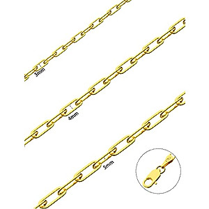 Waitsoul 925 Sterling Silver Paperclip Chain Lobster Clasp 3mm 18k Gold Over Paperclip Link Curb Chain Necklace for Women Men Diamond Cut 16-30 Inches(16)