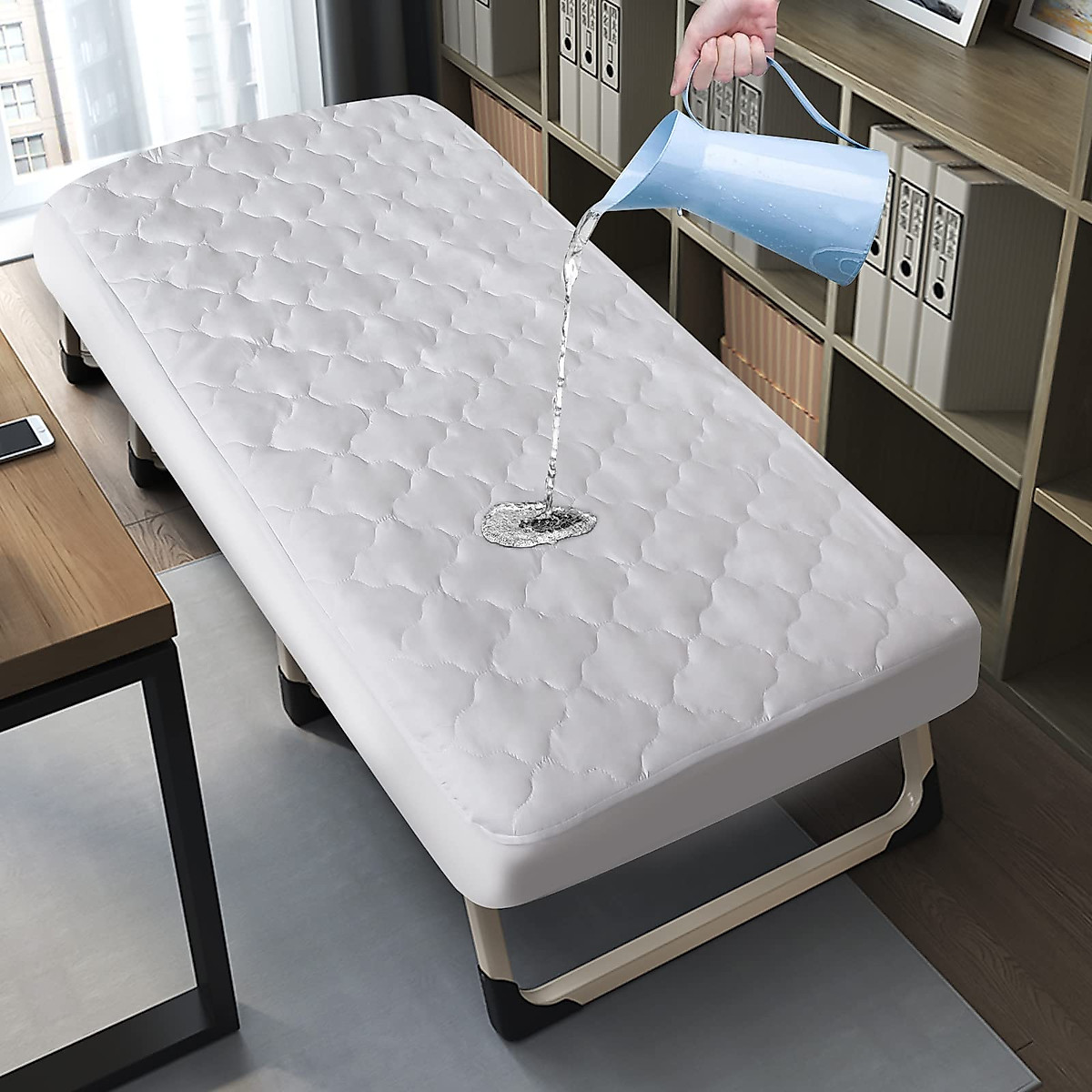 Cot Mattress Pad Waterproof Mattress Protector, Quilted Cot Size Mattress Cover 30" X 75" X 10" Fitted for Narrow Twin/Camp Bunk/Rvs Bunk/Guest Beds, Deep Pocket Mattress Topper, White (Cover Only)