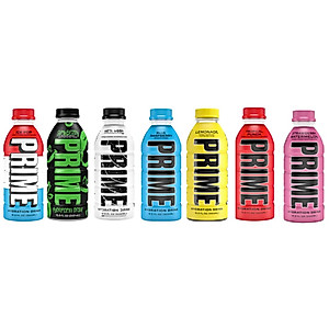 Prime Hydration Sports Drink Assorted Variety Pack - Energy Drink, Electrolyte Beverage - Lemonade, Tropical Punch, Ice pop, Strawberry Watermelon, Meta Moon, Blue Raspberry, & Glowberry - 16.9 Fl Oz - 7 Pack