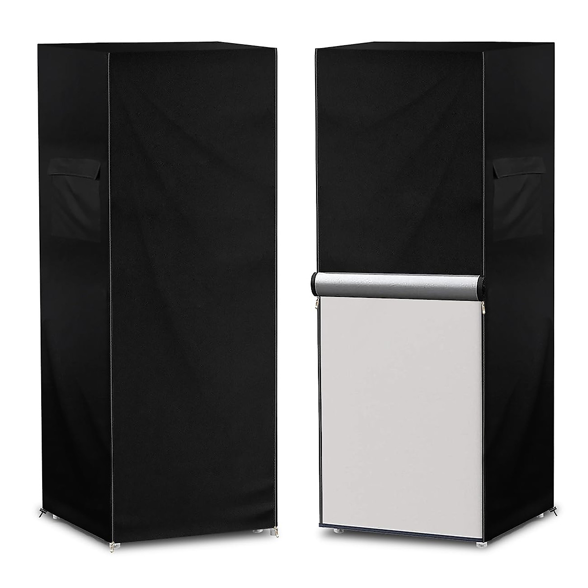 Dalema Outdoor Refrigerator Cover,600D Heavy Duty 100% Waterproof Upright Freezer Cover,Outside Stand Up Fridge Covers.Front Can Be Rolled-Up by Zippers.(Black,23" W x 23" D x 56" H)