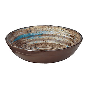 Merritt Glazed Swirl 8-inch Round Melamine Salad Side Dish Serving Bowl, Brown