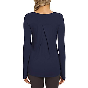 Bestisun Workout Shirt Long Sleeve Sport Tops Athletic Gym Shirts Yoga Clothes Activewear Running Exercise Shirts Navy Blue M