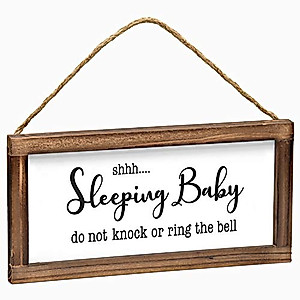Sleeping Baby Door Sign 6x12 Inch, Dont Ring Doorbell Sign Baby Sleeping Sign Shhh Baby Sleeping Door Sign Baby Sign the Nursery Baby Sleeping Front Door Sign Do Not Knock Or Shh Sleeping Baby Sign
