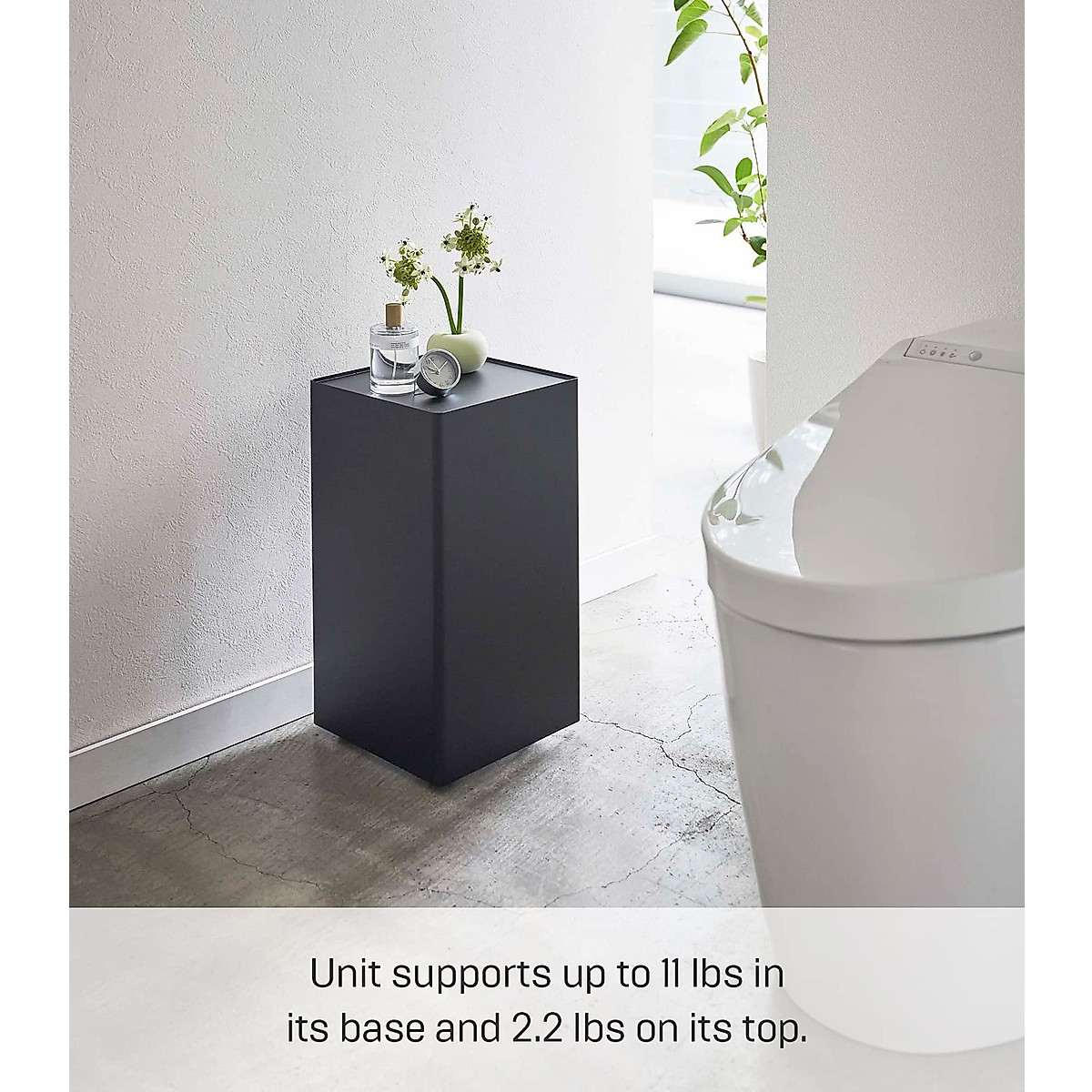 Yamazaki Home Bathroom Organizer Rolling Steel | Toilet Paper Stocker, One Size, Black