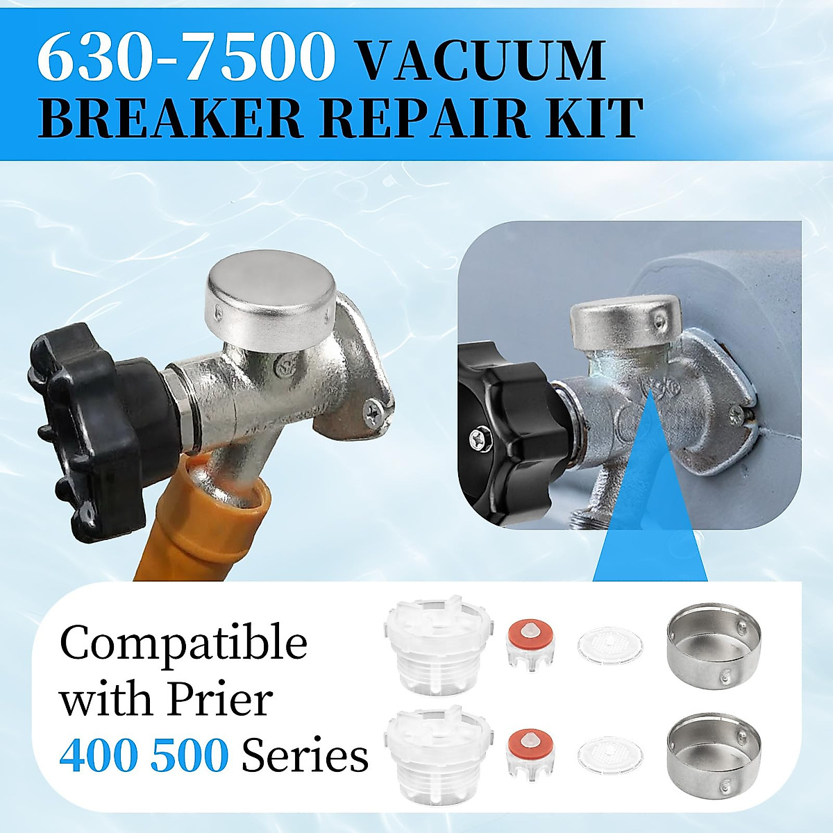 630-7500 Vacuum Breaker Repair Kit Replacement for Prier 400 500 Series, 2 Pack Outdoor Faucet Wall Hydrant Repair Accessories, Pressure Vacuum Breaker Replacement Plunger Assembly