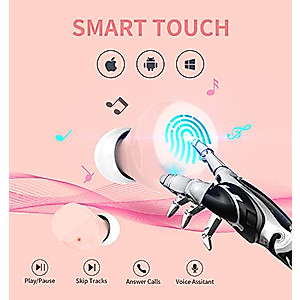 Togetface Girls Wireless Earbuds,Tiny Bluetooth 5.0 Earbuds with Cute Pink Cat Charging Case,HiFi Stereo Sound,Mic for Clear Calls Touch Control,36H Playtime Lightweight Wireless Headphones for Kids