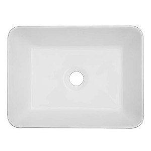 Vessel Sink Rectangular - Kichae 16"x12" Modern White Bathroom Sink Rectangle Above Counter Porcelain Ceramic Vessel Vanity Sink Art Basin