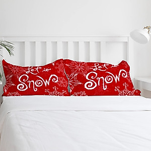 IDOWMAT Duvet Covers Queen Size - Breathable Soft Bedding Set Comforter Cover with Zipper Corner Ties Queen Duvet Cover Set for All Seasons,(3 PCS,Red Snowflakes Flower Let-it Snow)