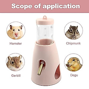 CALIDAKA 2 Pcs 80 ml Hamster Water Bottle Set, 1 Freestabding Waterer and 1Cage Hanging Waterer, No Drip Gerbil Water Feeder, for Hamster Gerbils Mice Degus Hedgehog Small-Sized Pet(Pink)